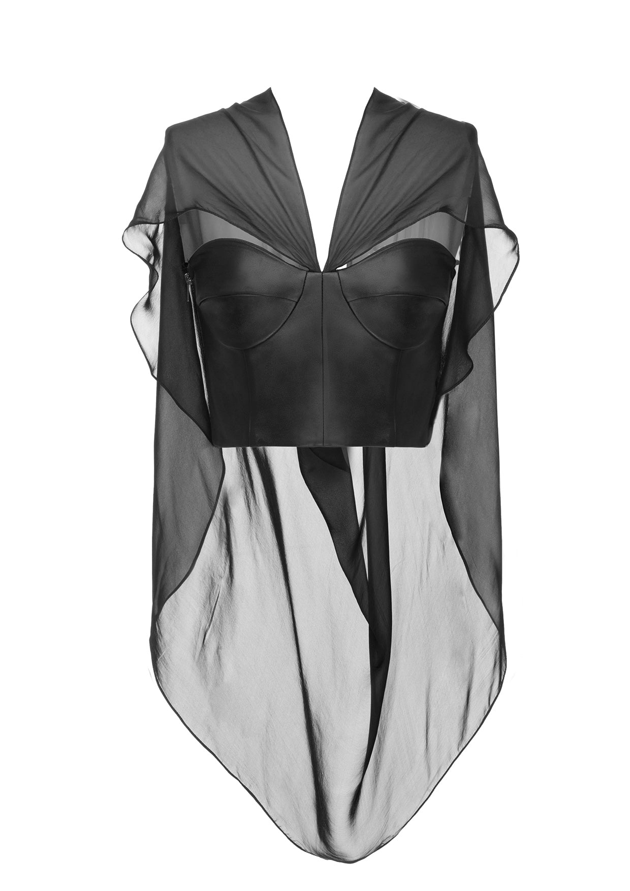 Vaska - Silk-Draping Leather Corset Top – MADAMVOYAGE Vaska - Silk-Draping Leather Corset Top – MADAMVOYAGE