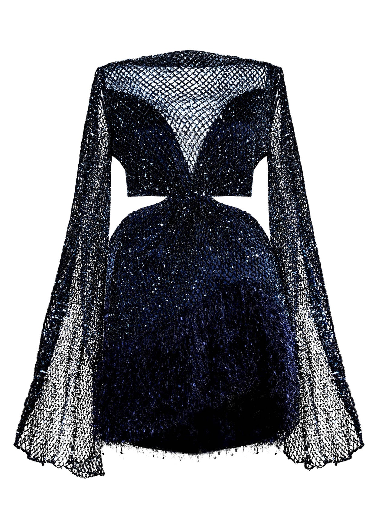 Monika Dimova - Blair Cut-Out Sparkling Feathered Mini Dress – MADAMVOYAGE