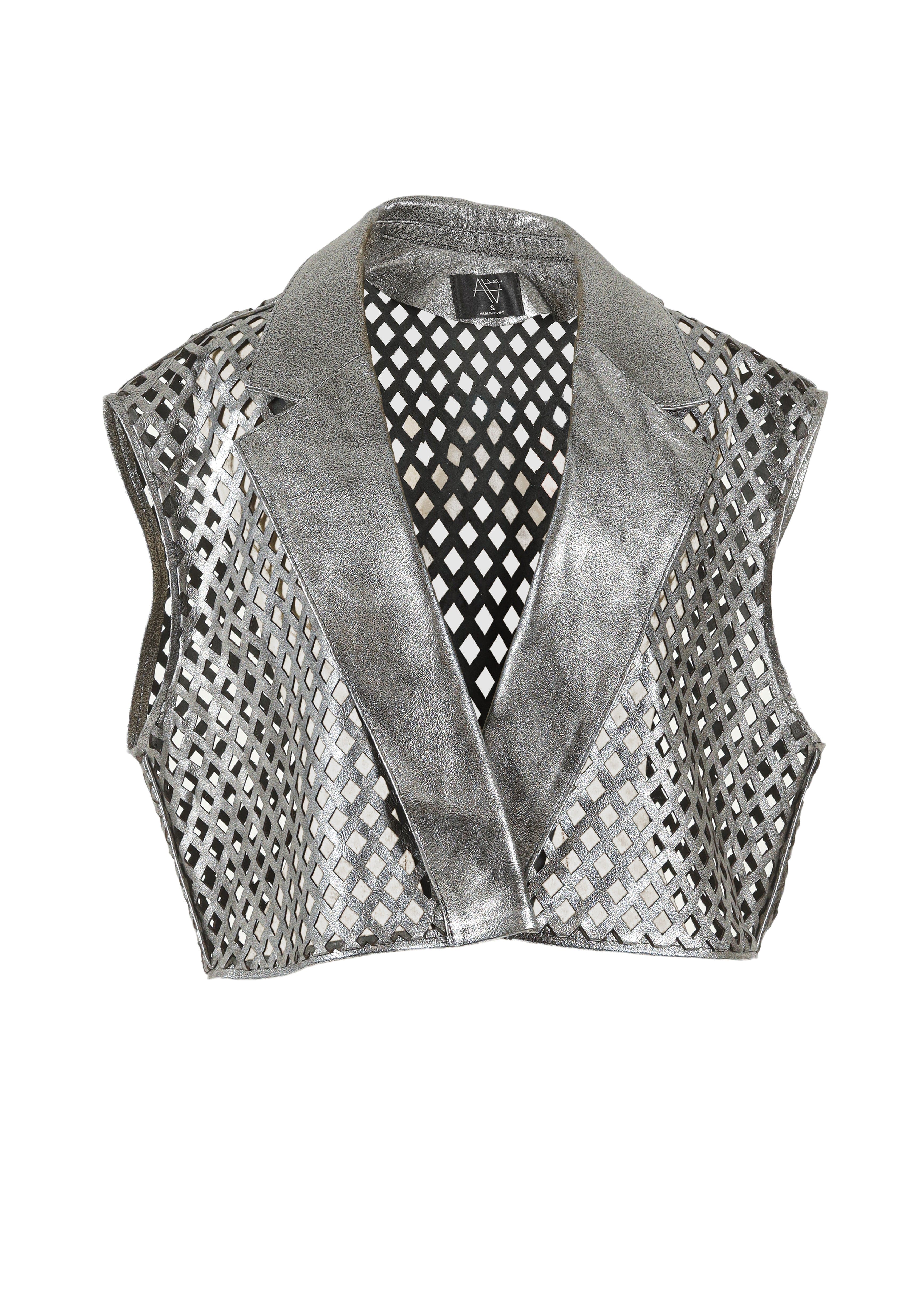 Double A - Kayden Cropped Laser-Cut Leather Vest – MADAMVOYAGE