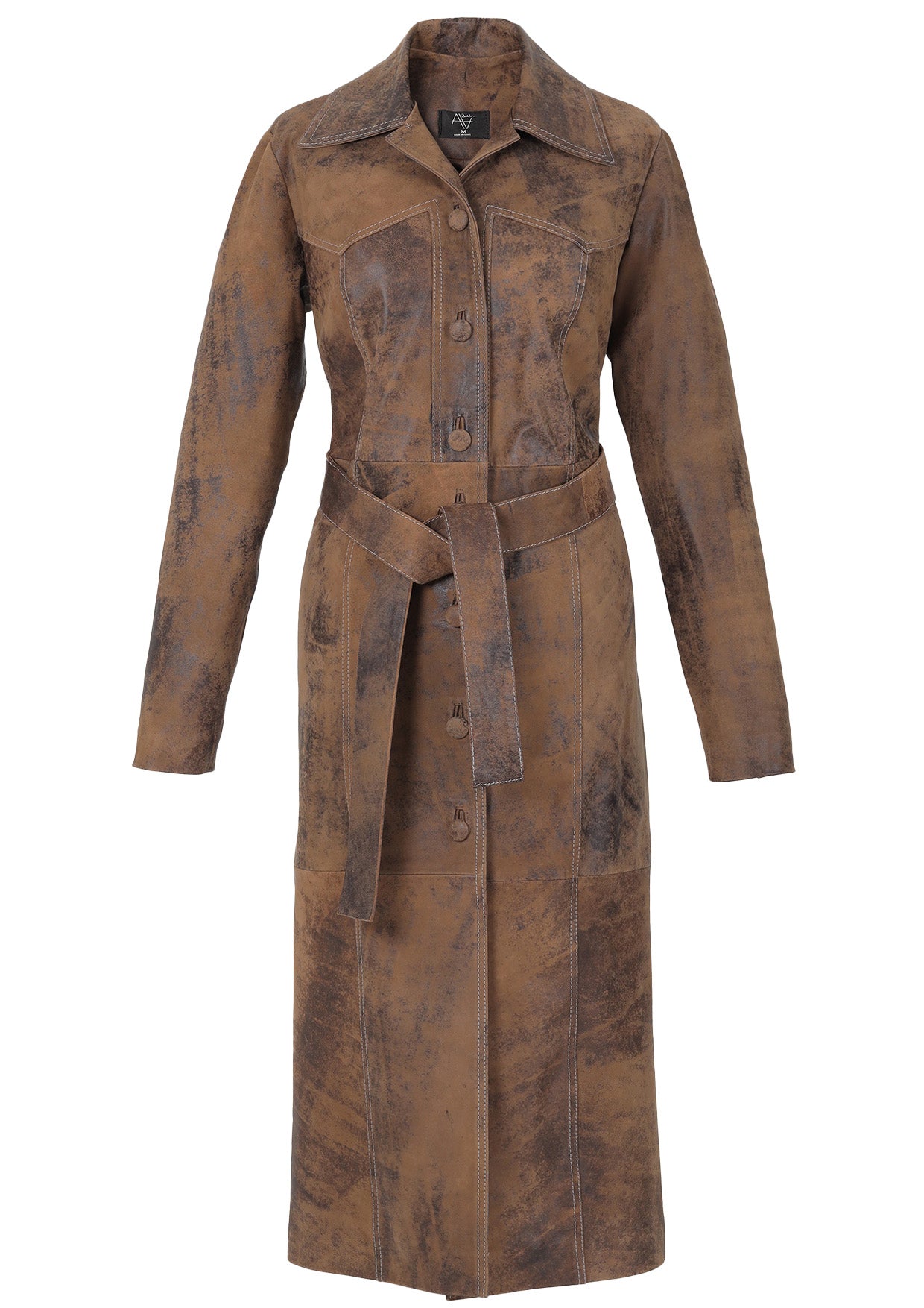 Double A - Zinnia Belted Midi Washed Leather Coat – MADAMVOYAGE